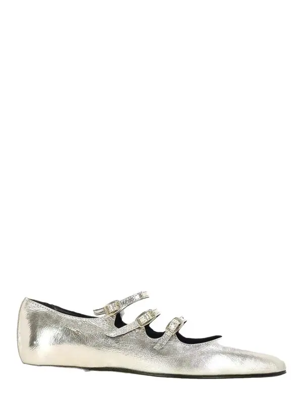 CAREL Buckle-embellished Patent Leather Sandals - Grey