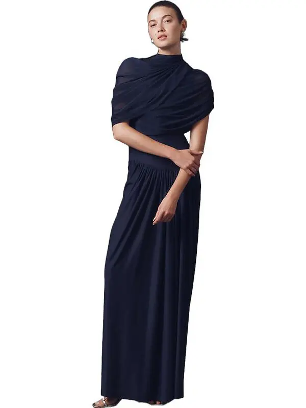 DEME BY GABRIELLA Jasme Draped Maxi Dress - Navy