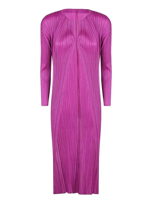 Issey Miyake Pleated Long Cardigan - Red