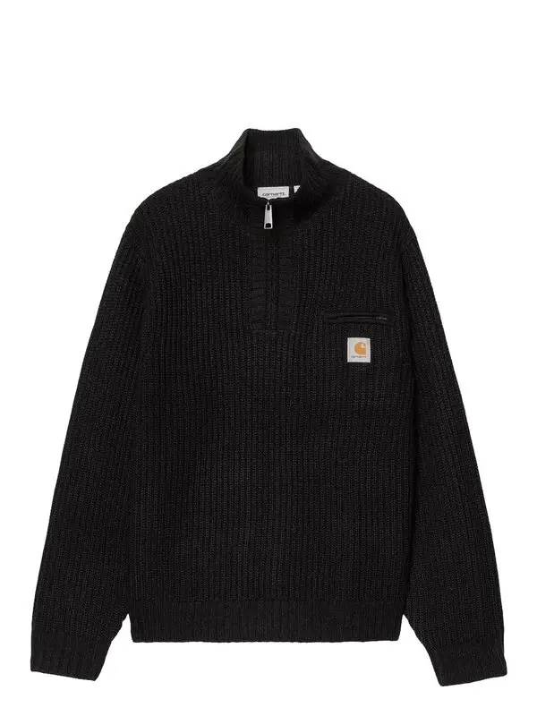 Carhartt Work In Progress Wool-blend Half-zip Sweater - Black