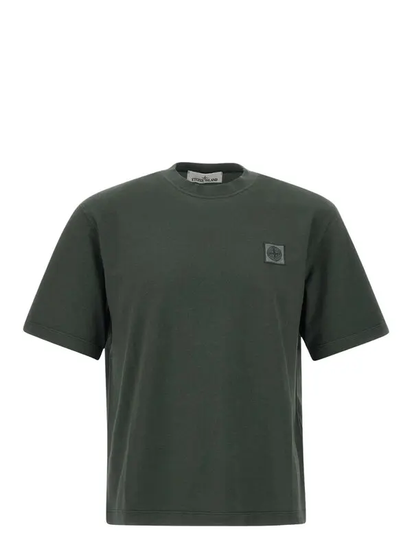 Stone Island Short Sleeves Cotton T-shirt With Logo - Green