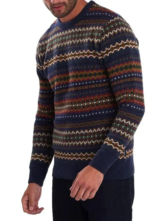 Barbour Fair Isle Wool Crewneck Sweater - Navy Marl