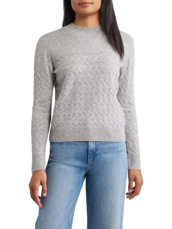 GRIFFEN Cable Wool & Cashmere Crewneck Sweater - Grey