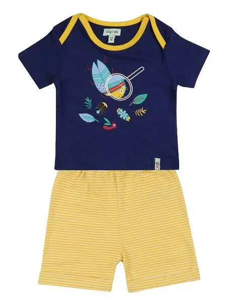 LILLY + SID Organic Cotton Bugs Print Top And Short Set - Multi