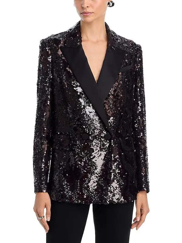 Veronica Beard Sequin Tuxedo Jacket - Dark Currant