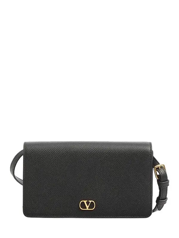 Valentino Garavani Vlogo Leather Shoulder Bag - Black