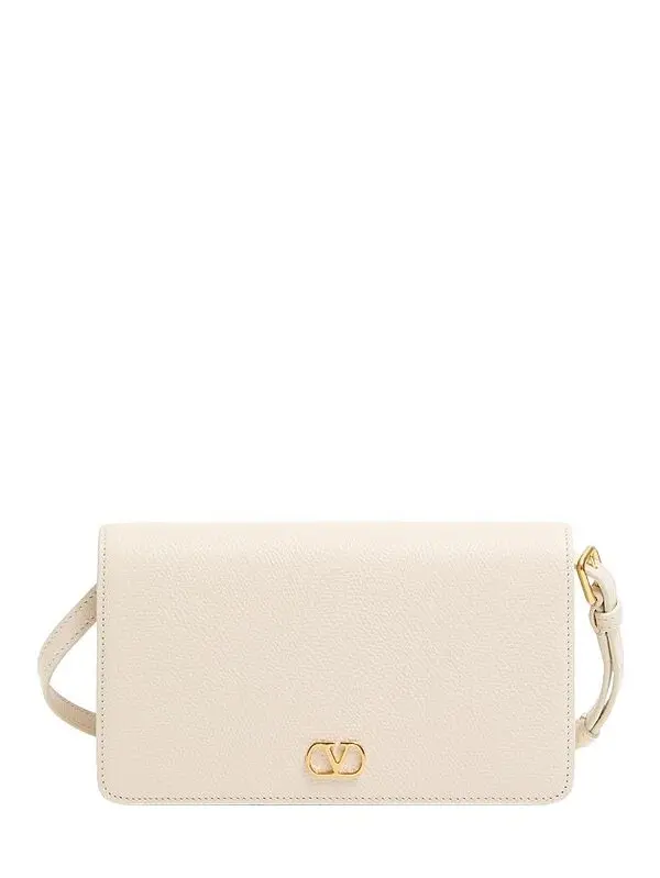 Valentino Garavani Vlogo Leather Shoulder Bag - Light Ivory