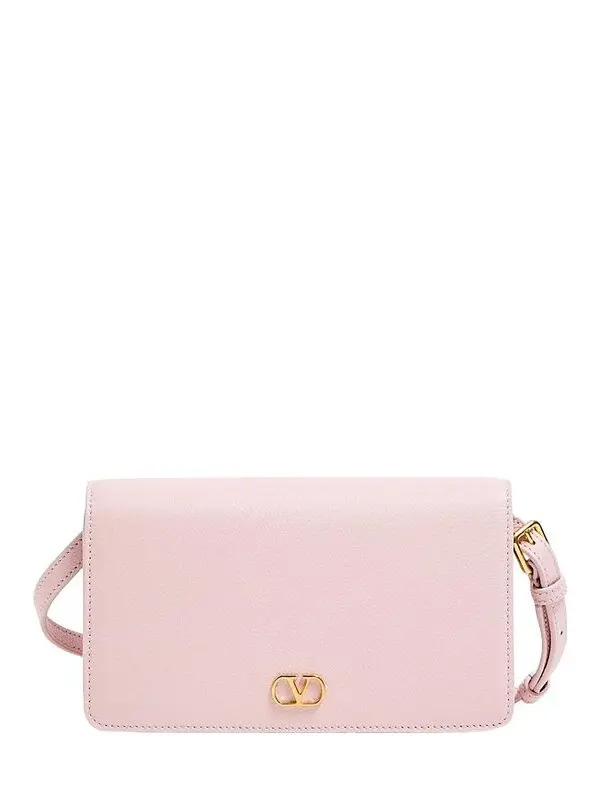 Valentino Garavani Vlogo Leather Shoulder Bag - Pale Rose