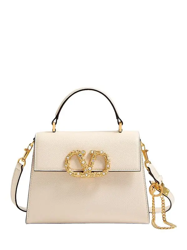 Valentino Garavani Vsling Small Jewel Vlogo Convertible Top Handle Bag - Ivory