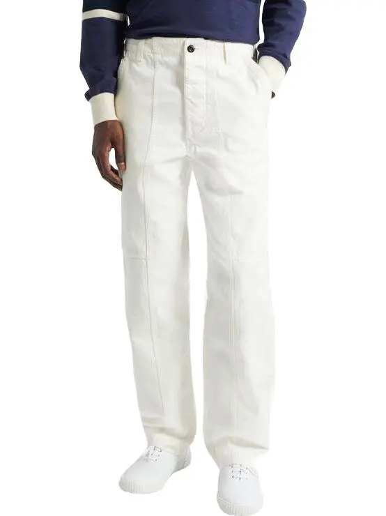 DRAKE'S Cotton Canvas Panel Trousers - Ecru