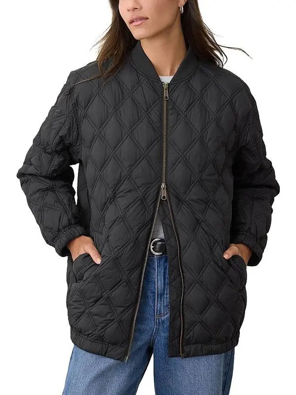 Marine Layer Marina Quilted Bomber Jacket - Black