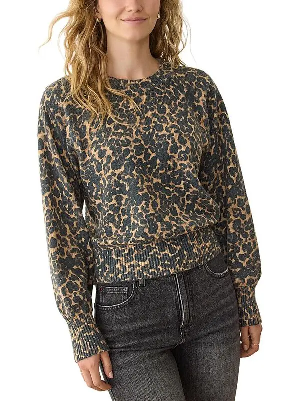 Marine Layer Alma Crewneck Sweater - Cheetah