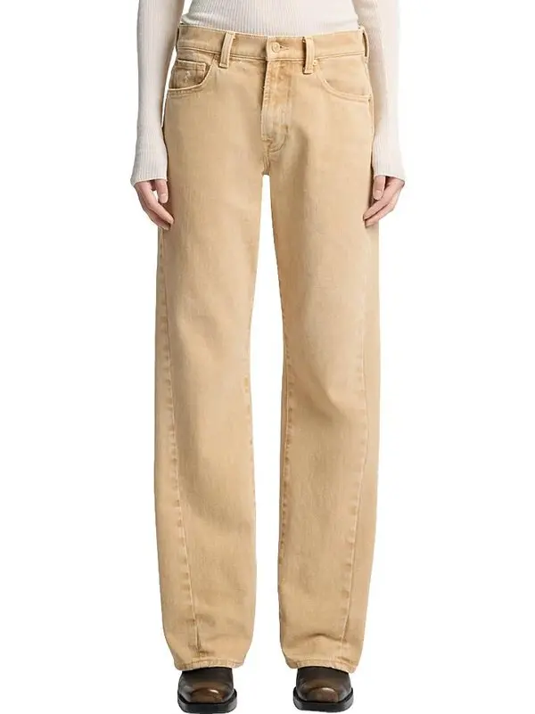 7 For All Mankind Twisted Tess Straight Leg Jeans - Sandune