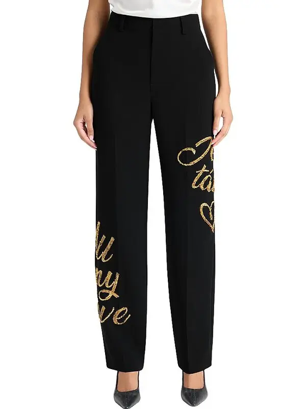 Cinq À Sept Sequin Graphic Pants - Black/gold