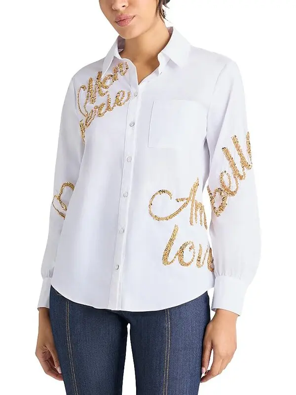 Cinq À Sept Sequinned Blouse - White/gold
