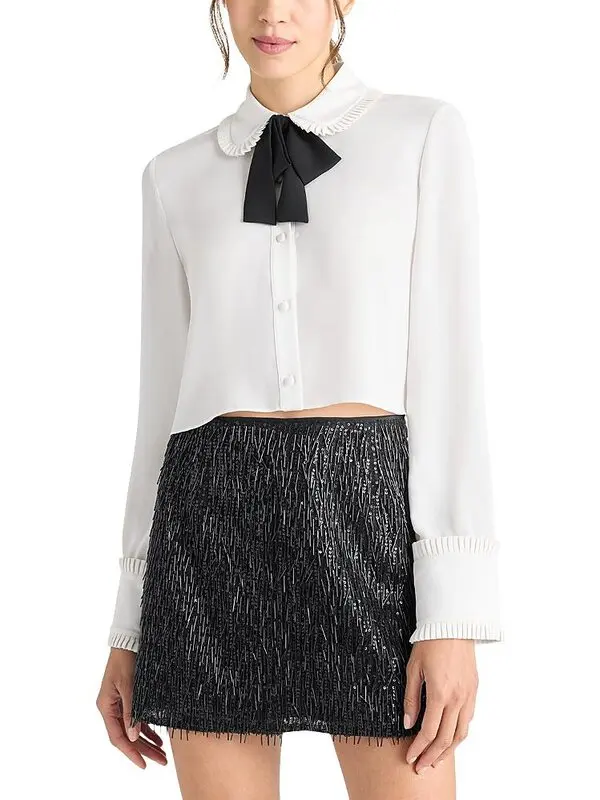 Cinq À Sept Zaida Bow Tie Blouse - Ivory/black