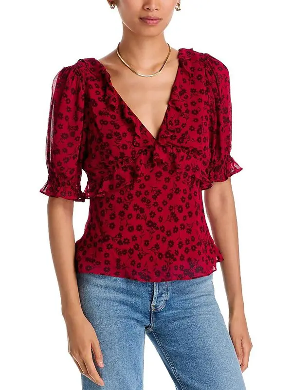 Rails Miramar Ruffled Top - Carmine Daisies