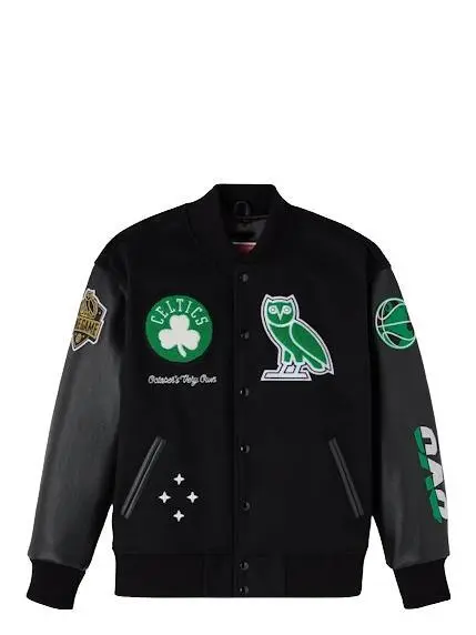 OVO Nba Boston Celtics Varsity Jacket - Black