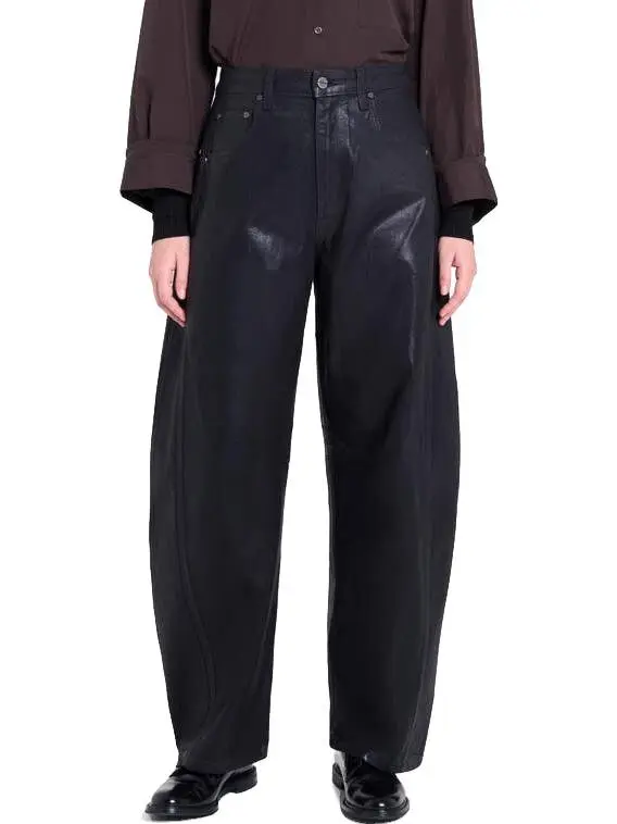 TWP Coated Barrel-leg Pants - Black