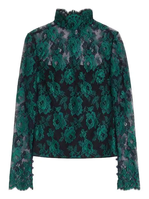 Valentino Garavani Lace Top - Marine/emerald