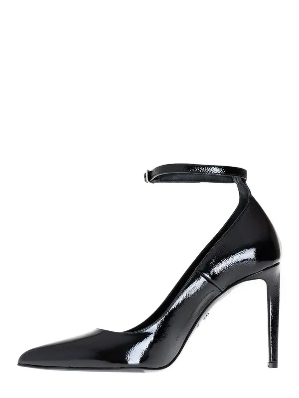Ami Heeled Pumps With Ankle Strap - Black
