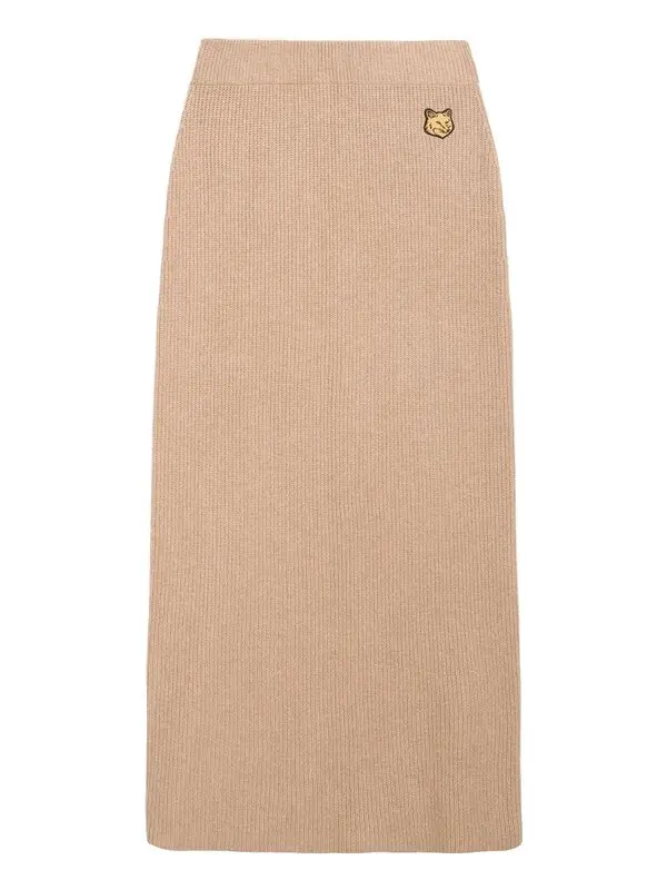 Maison Kitsuné Straight Skirt - Beige Melange