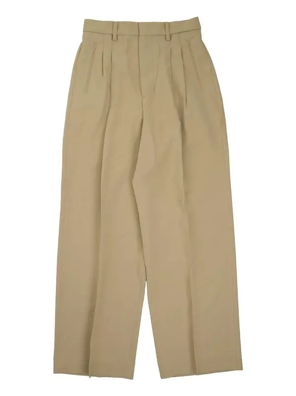 Ami Wide Leg Pleated Trousers - Beige