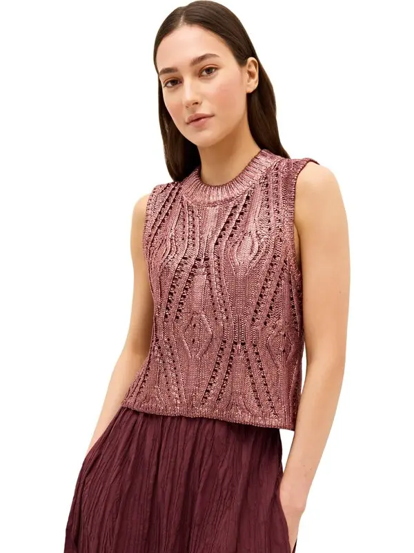 MARIE OLIVER Mcguire Foiled Knit Top - Rhodonite