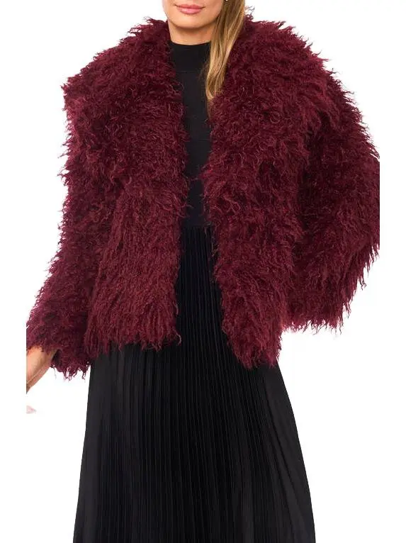 Halogen Faux Fur Jacket - Burgundy