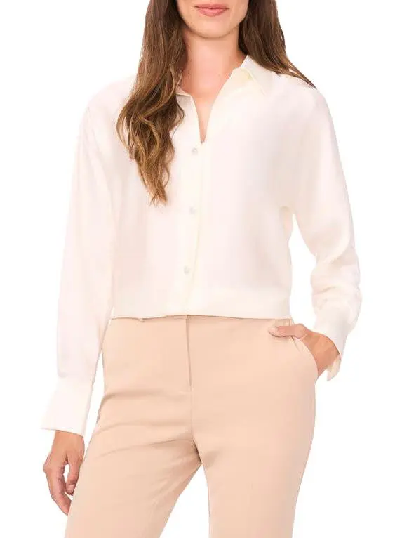 Halogen Charmeuse Button-up Shirt - New Ivory