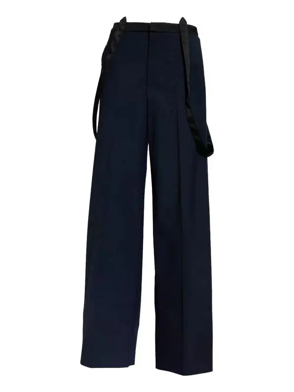 DONDUP Tecla Gabardine Palazzo Trousers - Blue