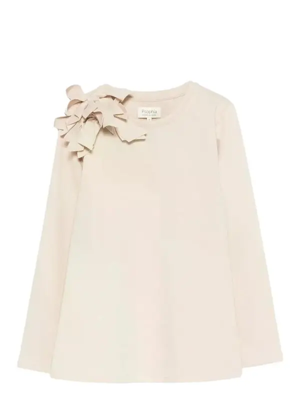 PSOPHIA Bow-embellished T-shirt - Neutrals