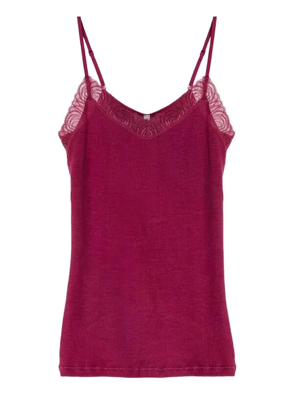 Hanro Lace-trimmed Ribbed Top - Pink
