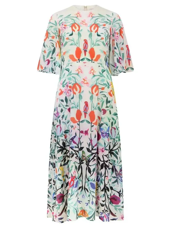 Valentino Garavani Floral-print Midi Dress - White
