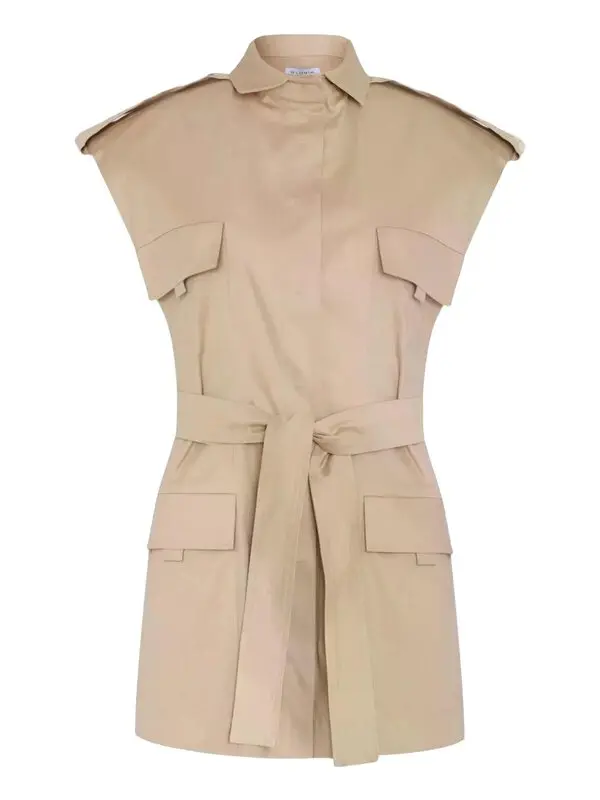 GLORIA COELHO Belted Sleeveless Coat - Neutrals