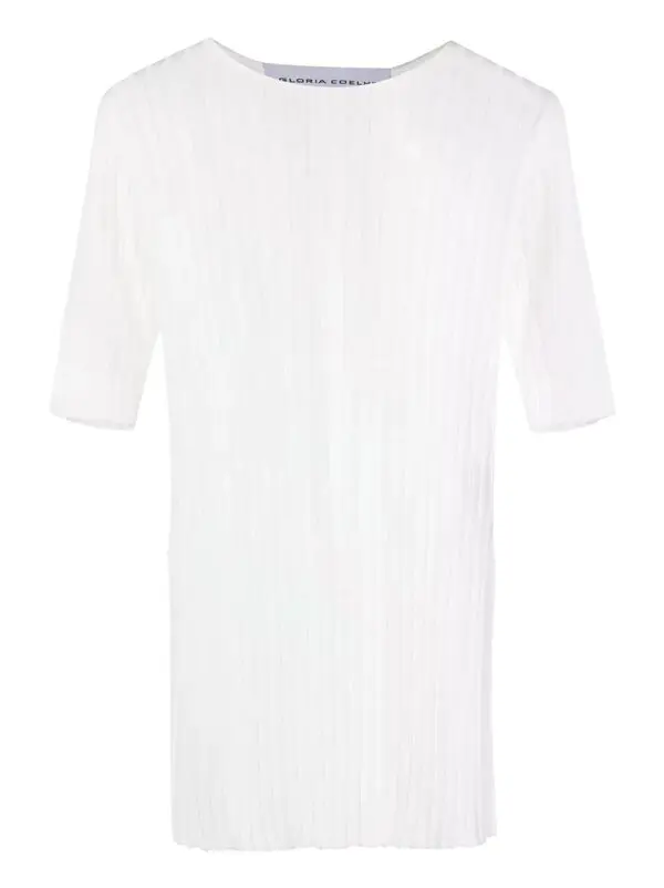 GLORIA COELHO Side-slits Ribbed T-shirt - White