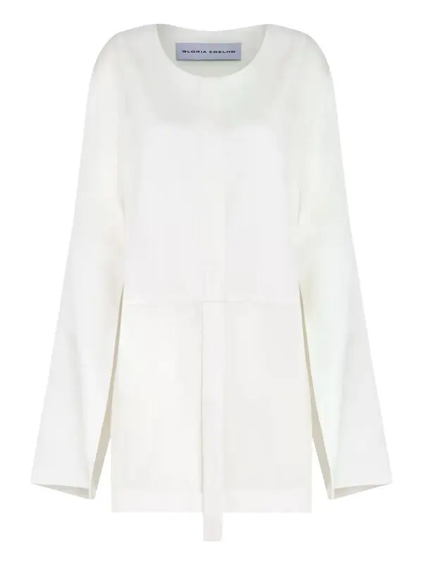 GLORIA COELHO Box-pleat Cape-sleeve Blouse - White