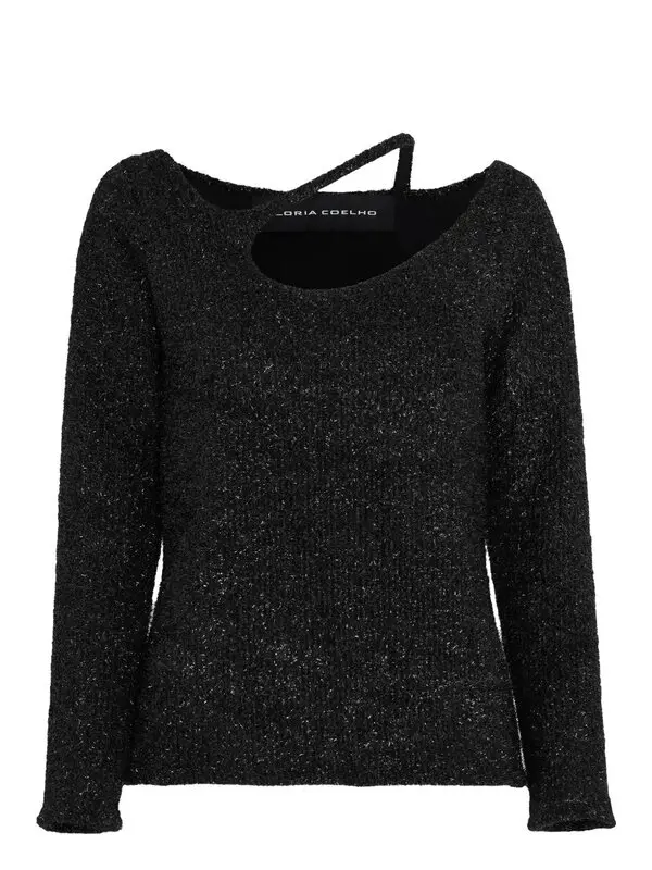 GLORIA COELHO Cut-out Glitter-finished Top - Black