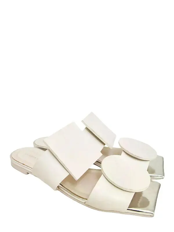 GLORIA COELHO Square-circle Flat Sandals - White