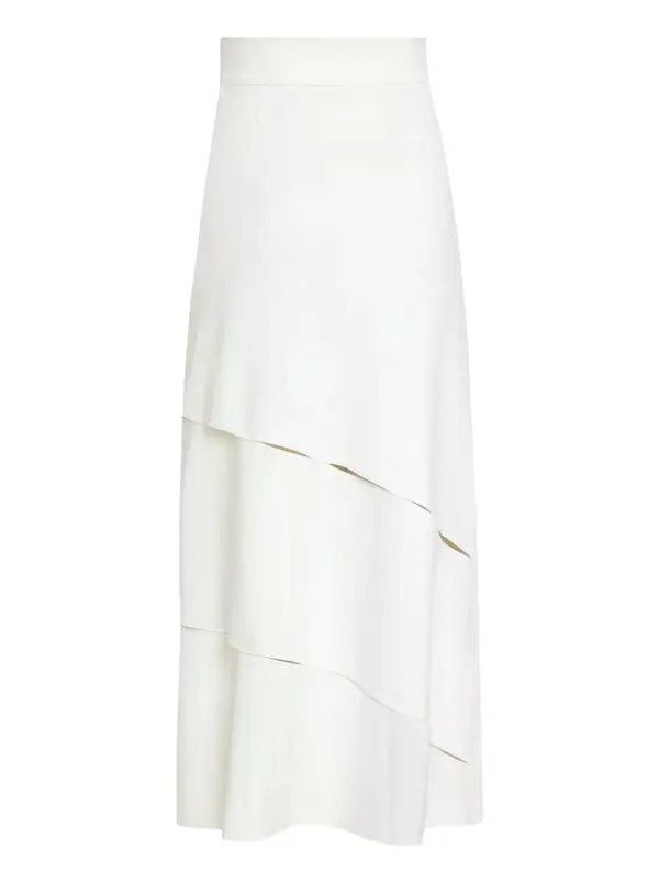 GLORIA COELHO Layered Slit Midi Skirt - White
