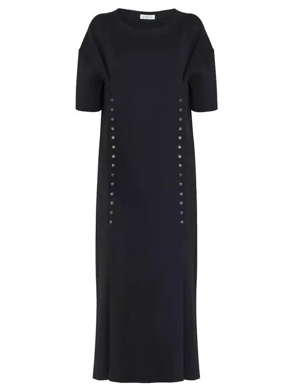 GLORIA COELHO Button-detailed Short-sleeve Midi Dress - Black