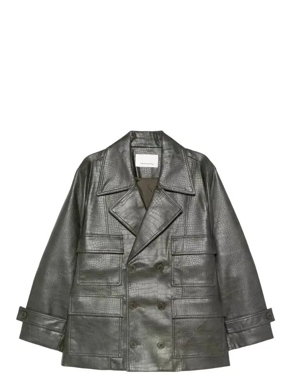 THE FRANKIE SHOP Faux-leather Double-breasted Jacket - Green