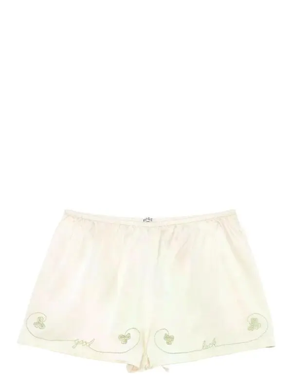BODE Embroidered Silk Shorts - Neutrals