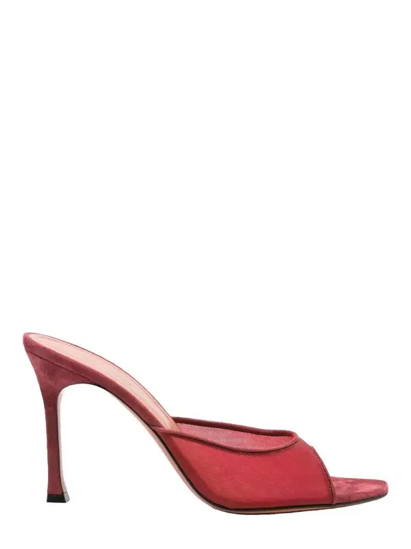 Amina Muaddi 95mm Alexa Heeled Mules - Red
