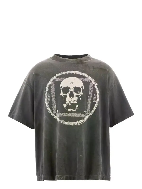SAINT MXXXXXX Skull-print T-shirt - Black
