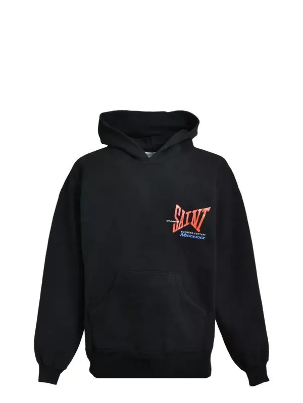 SAINT MXXXXXX Graphic-print Hoodie - Black