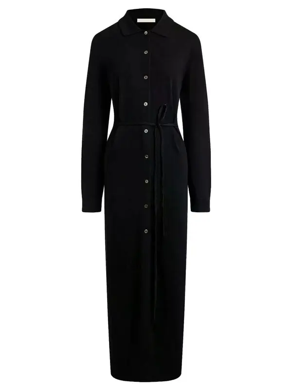 12 STOREEZ Buttoned Knitted Shirt Dress - Black
