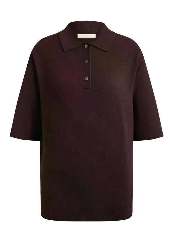 12 STOREEZ Knitted Polo Top - Brown