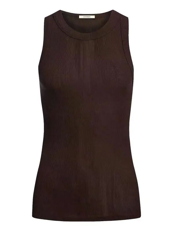 12 STOREEZ Ribbed Tank Top - Brown