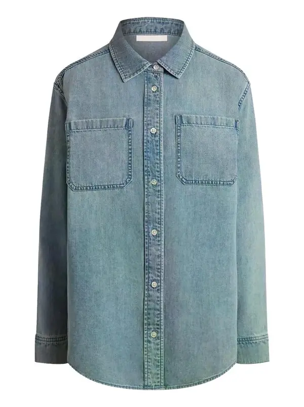 12 STOREEZ Denim Pocket Shirt - Blue